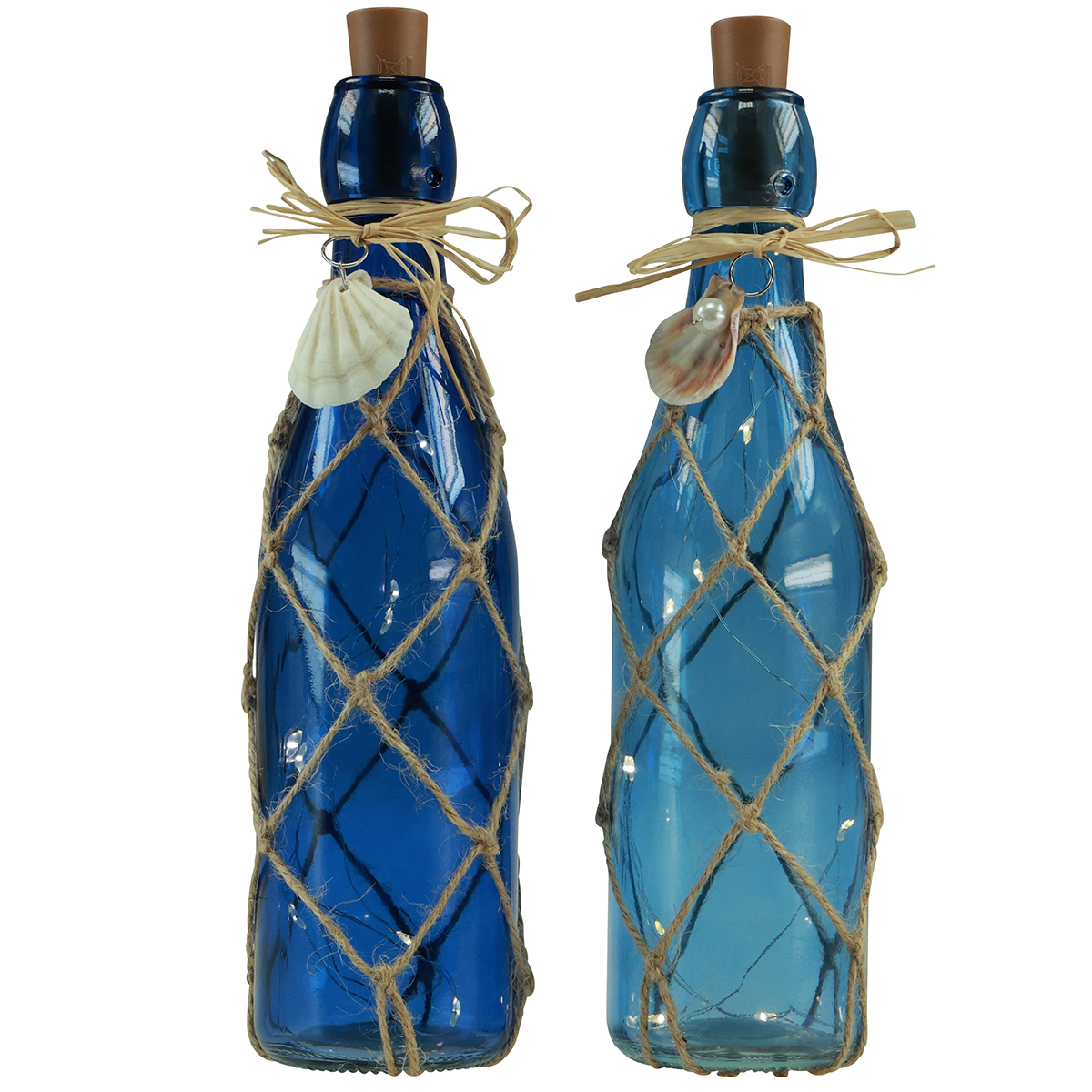 Floristik24.be Bouteille en verre bouteilles bleu maritime avec LED ...
