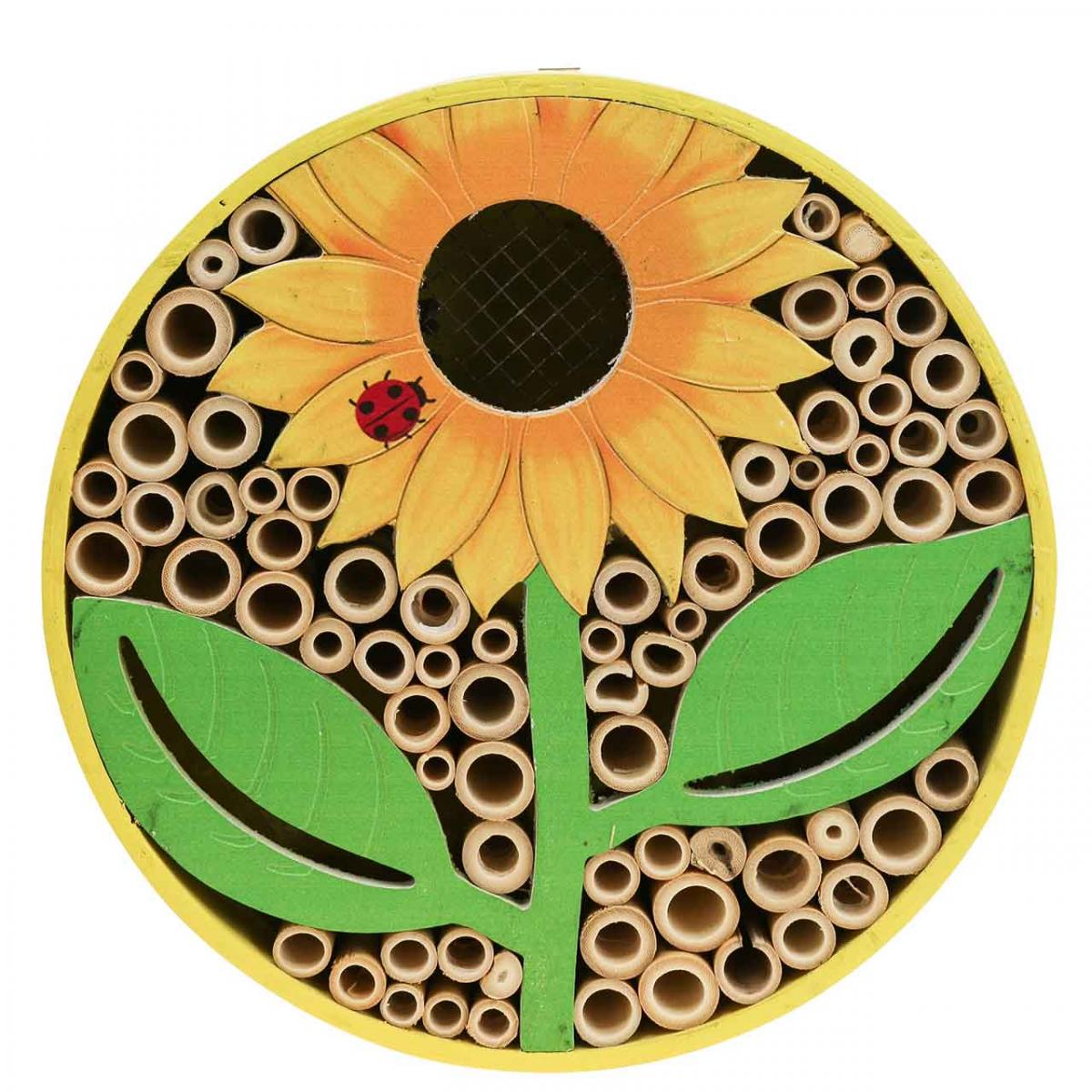 Floristik24.be Hôtel à Insectes Maison à Insectes Ronde en Bois Jaune ...